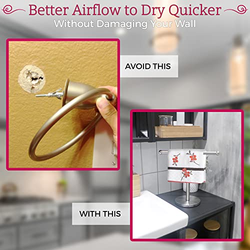Counter Towel Holder for Bathroom - Extends 11.5” to 19.5” Stainless Steel 304 Fingertip Towel Holder, Anti-Rust Kitchen Countertop Towel Stand, Adjustable Hand Towel Holder Stand for Bathroom