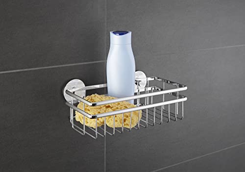 WENKO Express-Loc Shower Shelf, Shower Storage, Shower Caddy Basket, Shower Caddy Shelf, Shower Basket Organizer, Stainless Steel, 9.8 x 3.0 x 5.7 in,Shiny