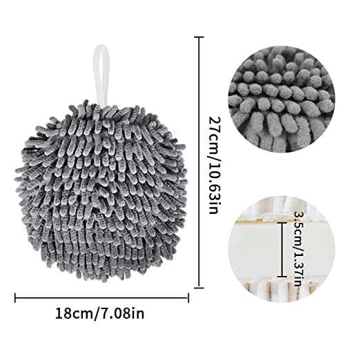 Yigood 4 PCS Chenille Hanging Hand Towels Quick Dry Hanging Absorbent Soft Hand Bath Towel, Bathroom Fluffy Microfiber Decorative Towels Ball,Cleaning Cloth for Bathroom Kitchen