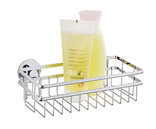WENKO Express-Loc Shower Shelf, Shower Storage, Shower Caddy Basket, Shower Caddy Shelf, Shower Basket Organizer, Stainless Steel, 9.8 x 3.0 x 5.7 in,Shiny