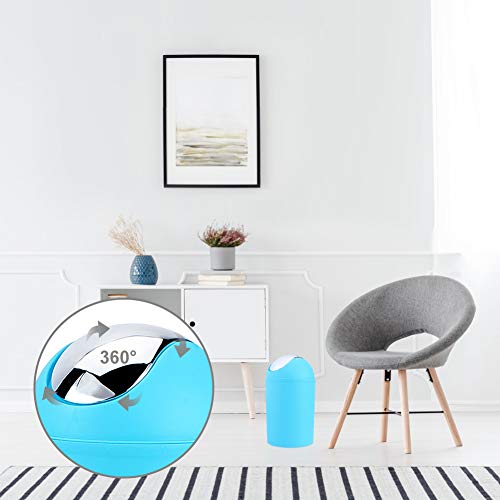 Blue Bathroom Accessories Set, 6Pcs Plastic Bathroom Accessory Set with Cup Toothbrush Holder Soap Holder Hand Sanitizer Bottle Bin Toilet Brush for Home Bathroom Use