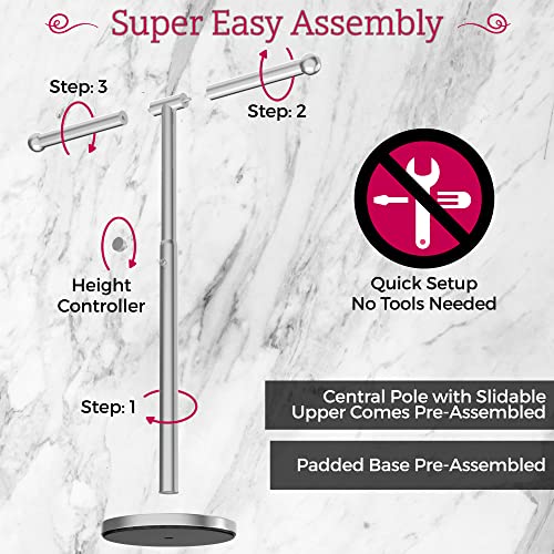 Counter Towel Holder for Bathroom - Extends 11.5” to 19.5” Stainless Steel 304 Fingertip Towel Holder, Anti-Rust Kitchen Countertop Towel Stand, Adjustable Hand Towel Holder Stand for Bathroom