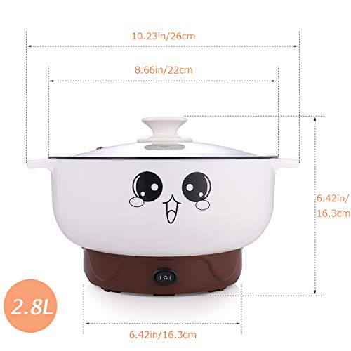 MINGPINHUIUS 4-in-1 Multifunction Electric Cooker Skillet Wok Electric Hot Pot For Cook Rice Fried Noodles Stew Soup Steamed Fish Boiled Egg Small Non-stick with Lid (2.8L, without Steamer)
