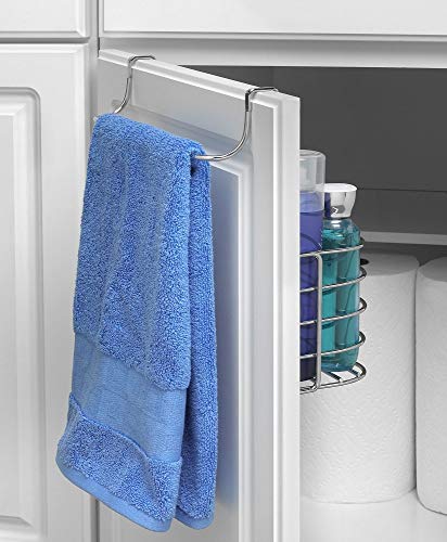 Spectrum Diversified Duo Over-The-Cabinet Towel Bar & Medium Basket, No Installation 2-in-1 Basket & Towel Bar, Under Sink Storage & Organization, Small, Chrome