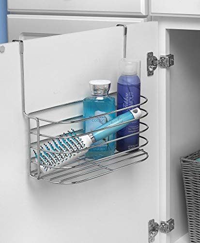 Spectrum Diversified Duo Over-The-Cabinet Towel Bar & Medium Basket, No Installation 2-in-1 Basket & Towel Bar, Under Sink Storage & Organization, Small, Chrome