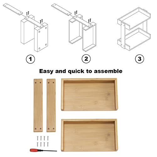BATKIHO Bathroom Countertop Organizer, 2-Tier Bamboo Vanity Skincare Perfume Organizer, Bathroom Perfume Trays for Makeup Organization and Decor