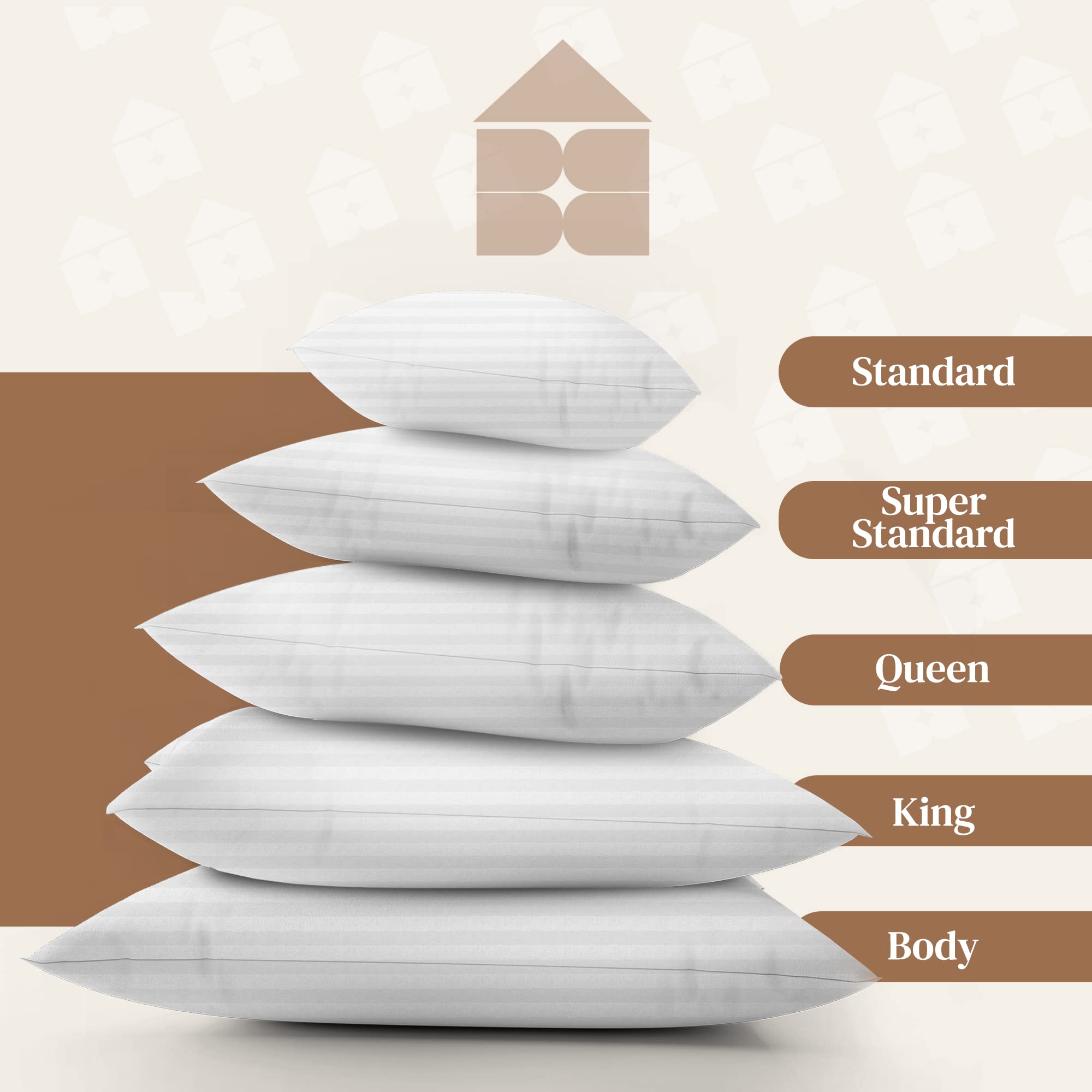 FeelAtHome 100% Cotton Sateen Pillow Cover 300 Thread Count with Waterproof Zipper- 20 x 26 Inches (Pack of 2, Standard) - Noiseless Pillowcase Covers - Zippered Breathable Pillow Case