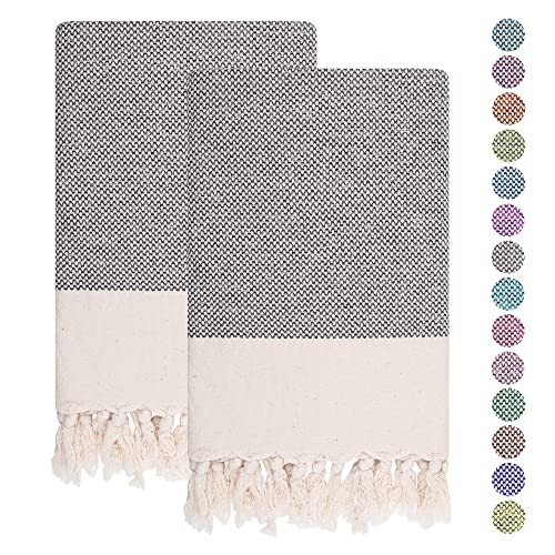 Emyyr Hand Towels for Bathroom - Kitchen - Set of 2 -0 Cotton - Pre Washed, Quick Dry, Soft, 17x37' - Decorative Hand Towel - Hand Towels for Bathroom Clearance, Bath, Face, Tea Towels 01 (Grey1)