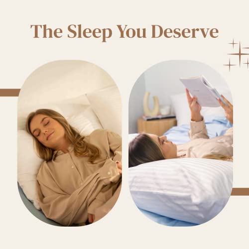 FeelAtHome 100% Cotton Sateen Pillow Cover 300 Thread Count with Waterproof Zipper- 20 x 26 Inches (Pack of 2, Standard) - Noiseless Pillowcase Covers - Zippered Breathable Pillow Case