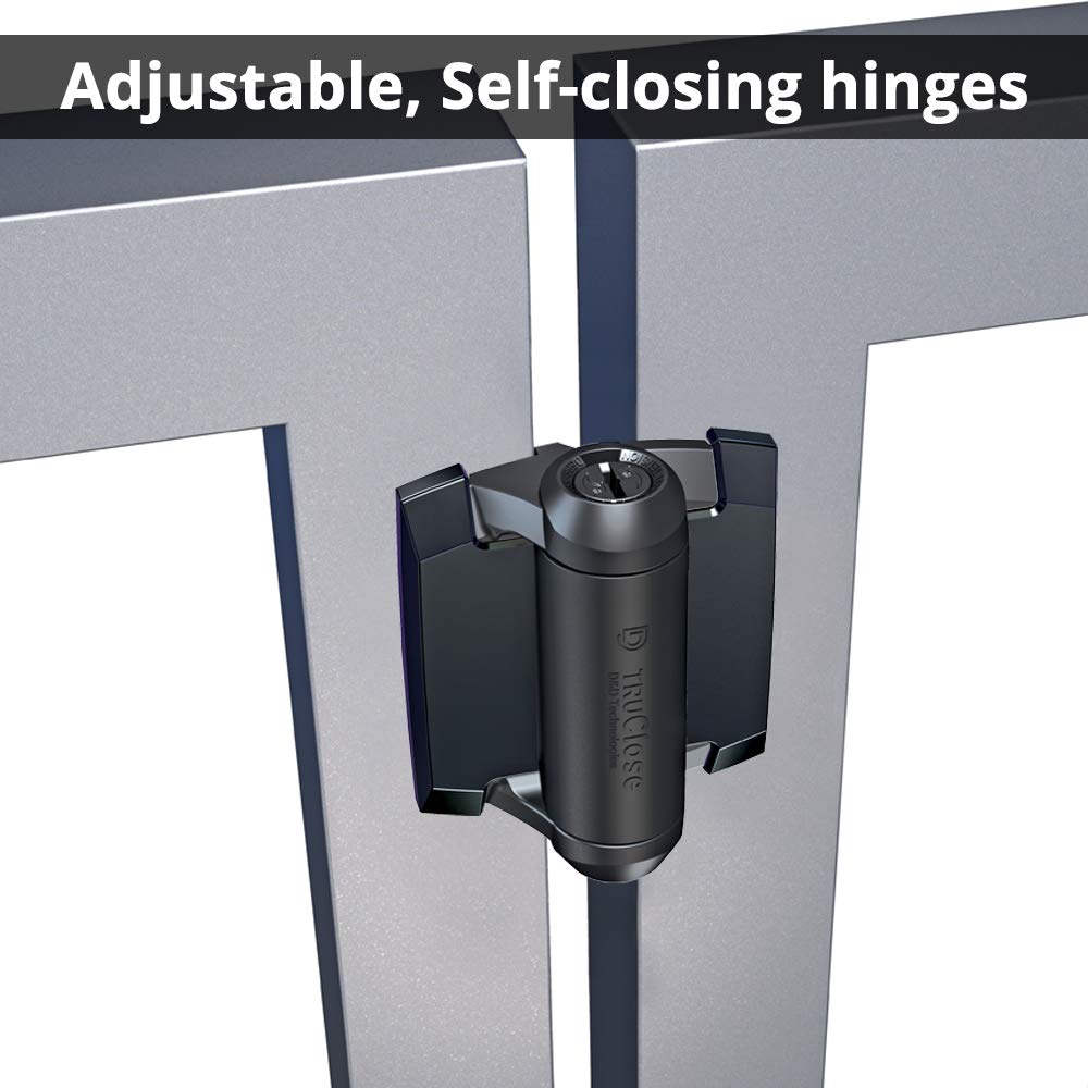 D&D Technologies TCA1S3BTS TruClose Regular Duty Self Closing Gate Hinge, for Metal Gates up to 66 Pounds, No Alignment Legs, Gloss Black, 2 Count