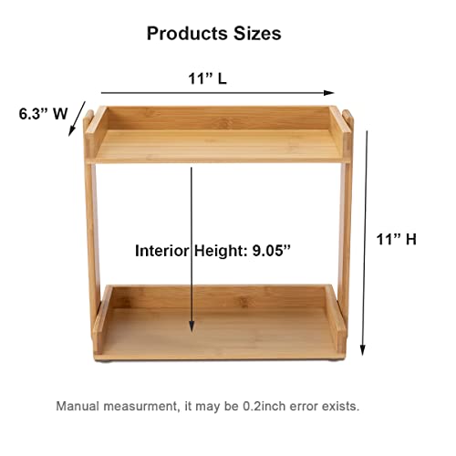 BATKIHO Bathroom Countertop Organizer, 2-Tier Bamboo Vanity Skincare Perfume Organizer, Bathroom Perfume Trays for Makeup Organization and Decor