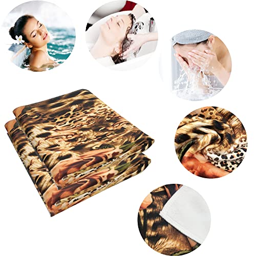 LianMei Bathroom Hand Towels 2 Pack Leopard Soft Luxury Cotton Hand Towel Used for Beach,Kitchen,Bathroom,Spa,Gym Hotel Use