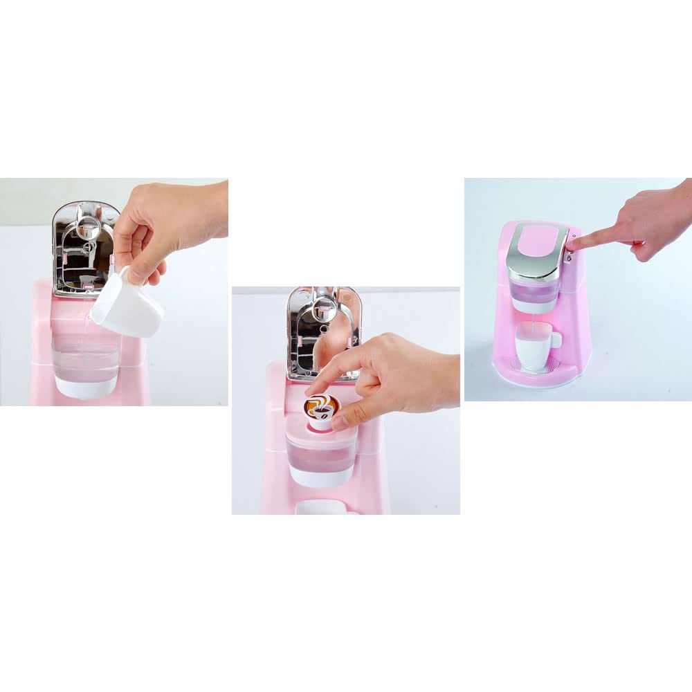 Battery Operated Gourmet Kitchen APPLIANCES (Child Size) has Pink & White Coffee Maker w Coffee PODS, Mix Master and Blender