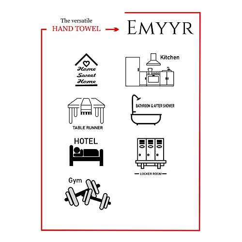 Emyyr Hand Towels for Bathroom - Kitchen - Set of 2 -0 Cotton - Pre Washed, Quick Dry, Soft, 17x37' - Decorative Hand Towel - Hand Towels for Bathroom Clearance, Bath, Face, Tea Towels 01 (Grey1)