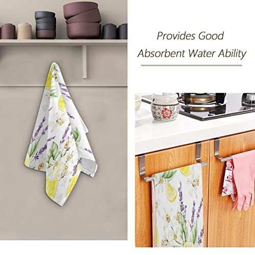 Kigai Lavender Lemon Hand Towels Set of 2, Highly Absorbent Soft Towel Decorative Hand Towel for Kitchen and Bathroom 14x28 Inch
