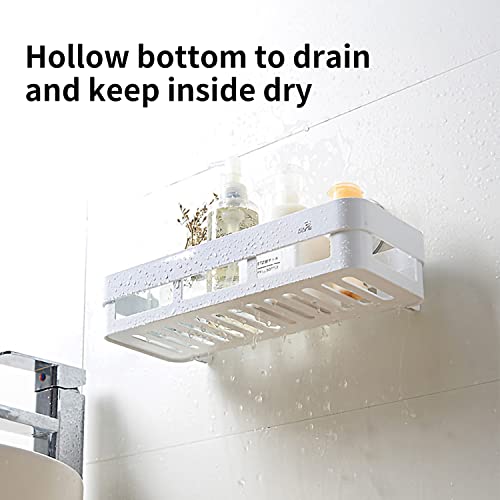Shower Caddy Suction Cup, Bathroom Vacuum Suction Shower Basket Storage Organizer, Removable Drill-Free Shower Shelf for Shampoo, Body Wash, Plastic Shower Rack for Kitchen & Bathroom (Rectangle)