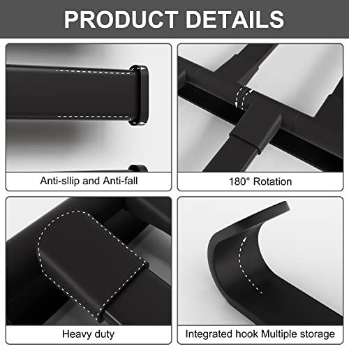 KLDKLD Swivel Towel Rack,Wall Mounted Towel Bar for Bathroom,4-Arms Towel Rack with Hook, Space Saving Towel Holder for Bathroom