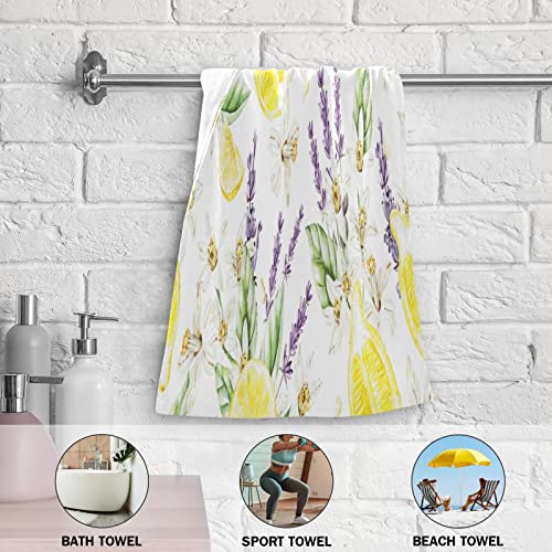 Kigai Lavender Lemon Hand Towels Set of 2, Highly Absorbent Soft Towel Decorative Hand Towel for Kitchen and Bathroom 14x28 Inch