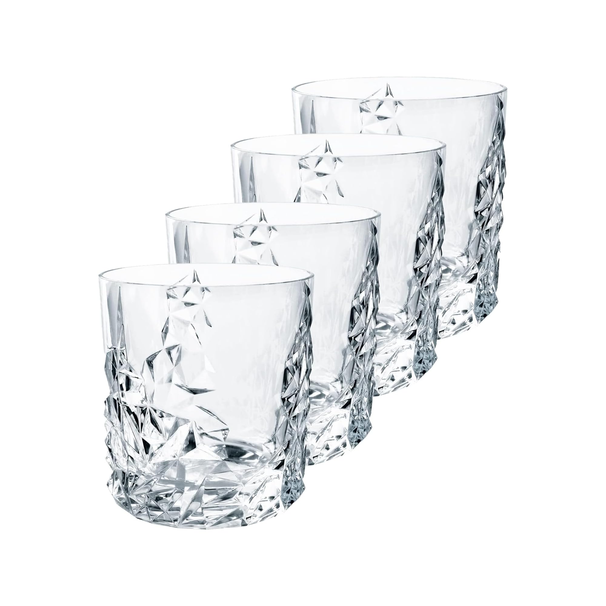 Nachtmann Sculpture 12oz Whiskey Tumbler (Set of 4) - Heavy Base Crystal Glass for Scotch, Bourbon, Cocktails, Liquor, Elegant & Durable Barware, Dishwasher Safe - Modern Glassware Set