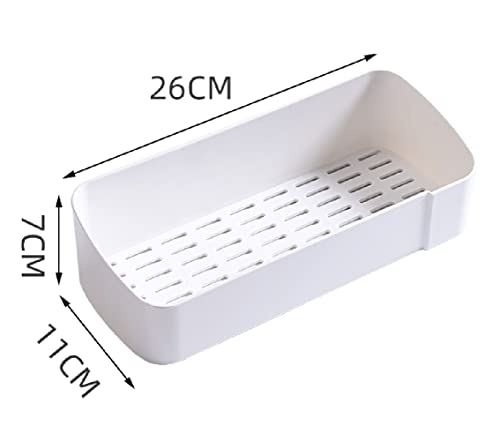 Fineget Plastic Shower Caddy Adhesive Shower Shelves for Wall Bathroom Kitchen Bathtub Rustproof Home Basket Shelf Removable No Drilling Space Saving Shower Storage Organizer Quick Dry White 2 Pack
