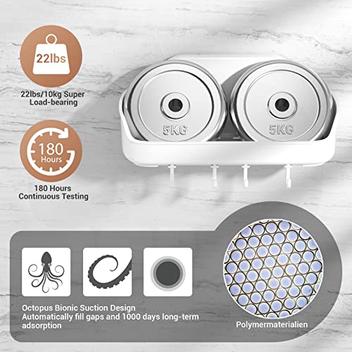 LUXEAR Shower Caddy Suction Cup NO-Drilling Removable Bathroom Shower Shelf Powerful Shower Organizer Max Hold 22lbs Caddy Basket Waterproof & Oilproof Wall Mounted Storage Rack for Bathroom&KitchenÂ
