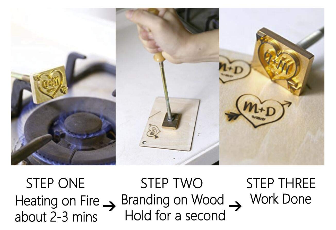 Custom Logo Wood Branding Iron, Leather Iron Stamp,Wood Iron/Wedding Gift,Handcrafted by Design (1"x1")