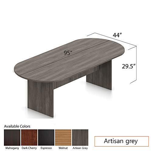 GOF 6FT, 8FT, 10FT Conference Table & Chairs (G11776B) Set, Dark Cherry, Espresso, Artisan Grey, Mahogany, Walnut (8FT Table Only, Artisan Grey)