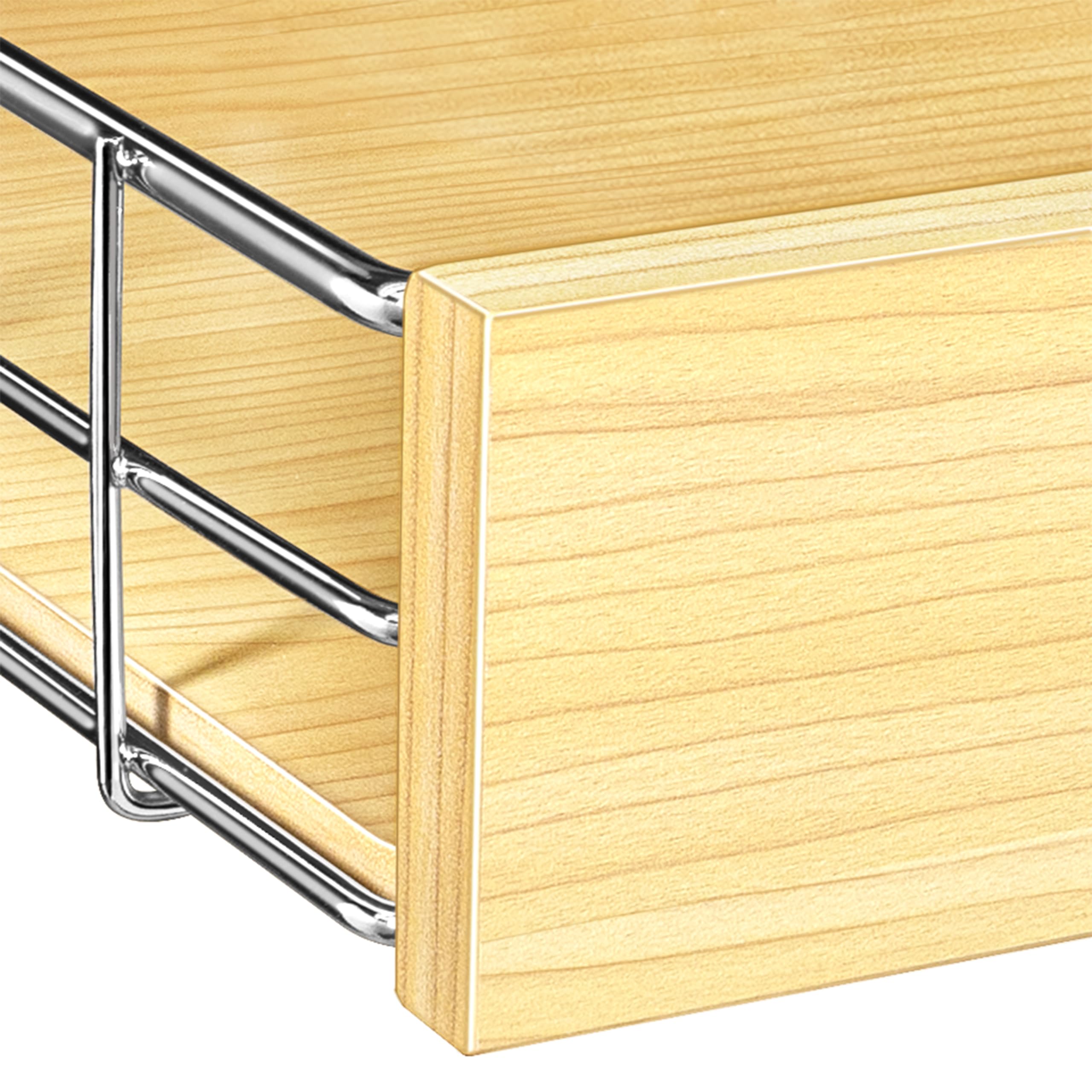 LYNK PROFESSIONAL® SELECT™ Pull Out Cabinet Organizer, 14" x 21" Slide Out Drawers for Kitchen Cabinets - Sliding Pull-Out Pantry Shelves – Home Shelf Organizers - Lifetime Ltd. Warranty, Wood Chrome