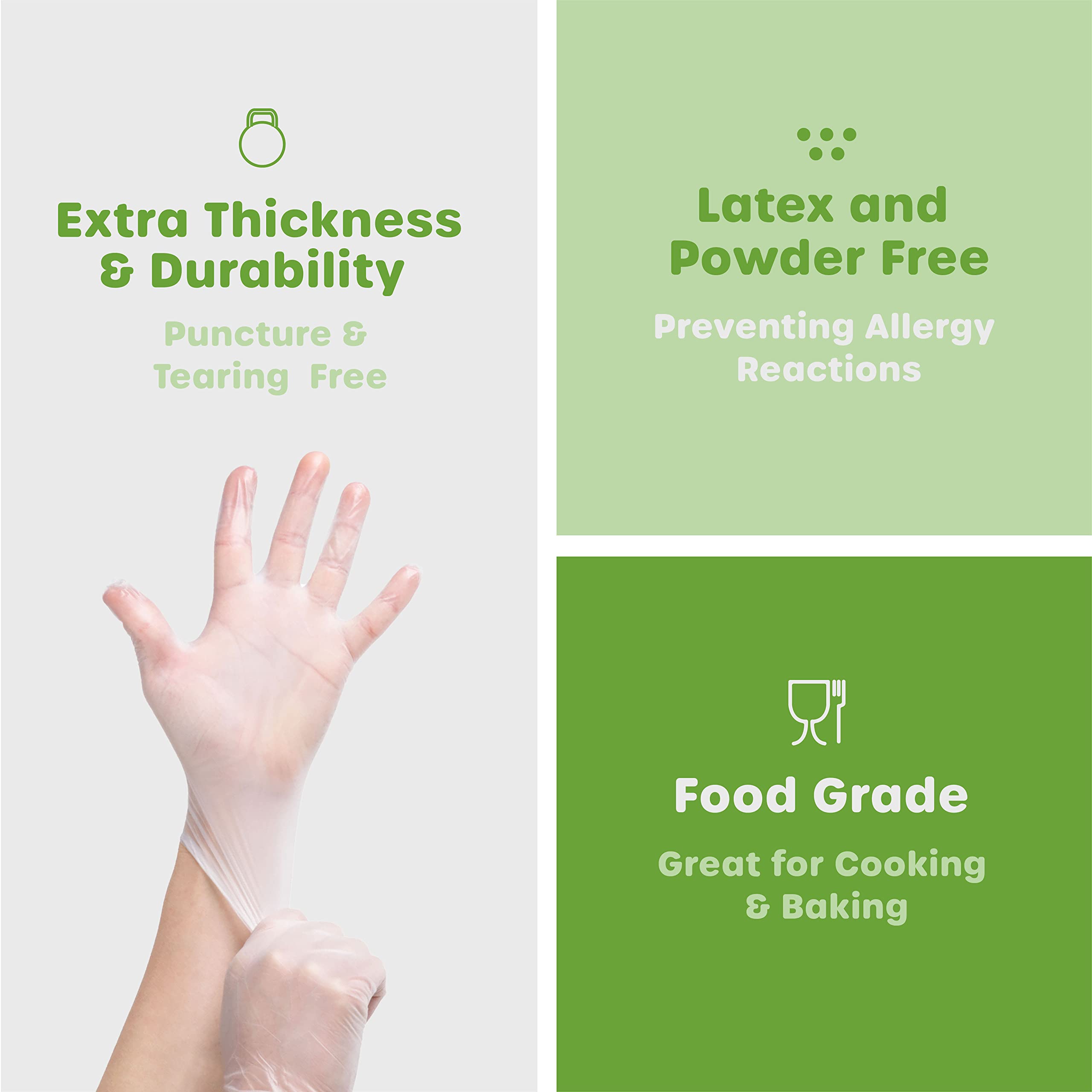 Comfy Package [100 Count Disposable Vinyl Gloves, Powder Free, Latex Free, Clear Gloves for Cooking and cleaning - Large