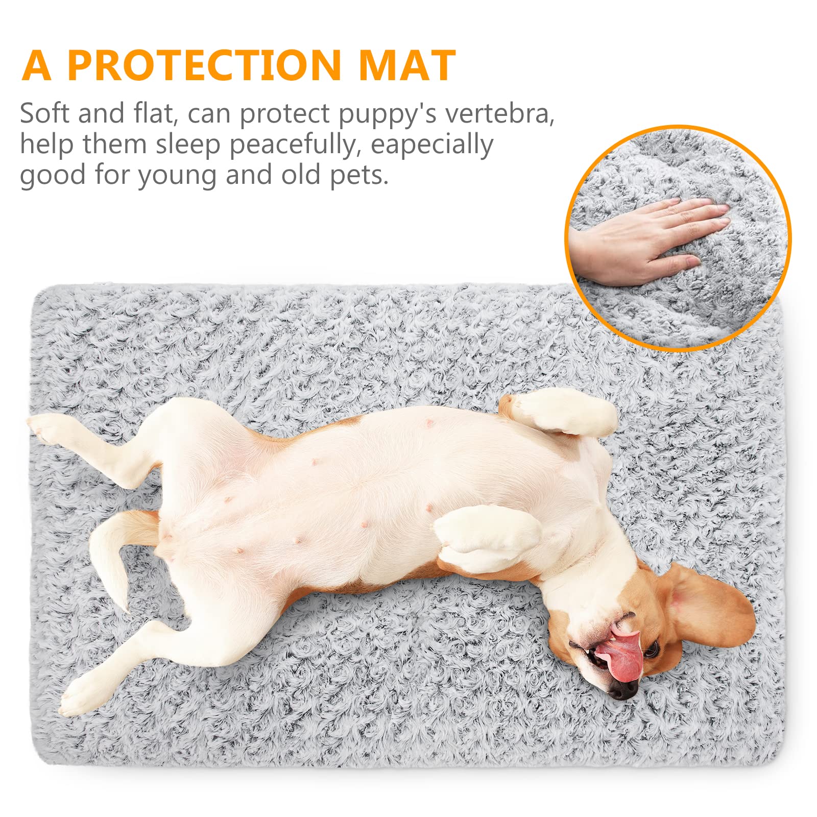 Dog Bed Kennel Pad Washable Anti-Slip Crate Mat for Small Dogs and Cats (24-inch)