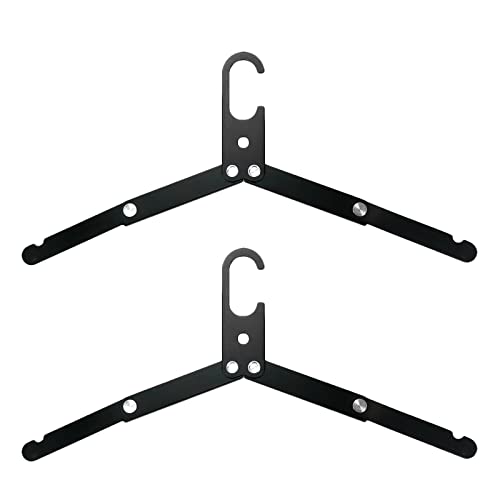 Tsnamay 2Pcs Black Closet Clothes Hangers Folded Hangers Travel Hangers Metal Aluminum Hanger