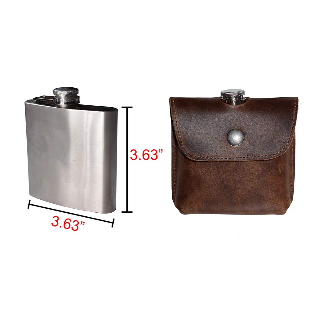 Hide & Drink, Liquor Flask Holder with Adjustable Strap (Bottle not Included) Travel Accessory, Full Grain Leather, Handmade, Bourbon Brown