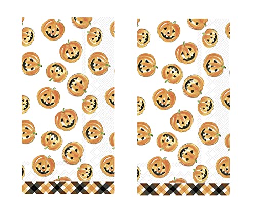Halloween Hand Towels Sets: Quality Disposable Paper Towels Featuring Halloween Themes - 32 Total Halloween Guest Towels Per Set (Pumpkin Faces)