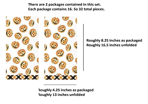 Halloween Hand Towels Sets: Quality Disposable Paper Towels Featuring Halloween Themes - 32 Total Halloween Guest Towels Per Set (Pumpkin Faces)