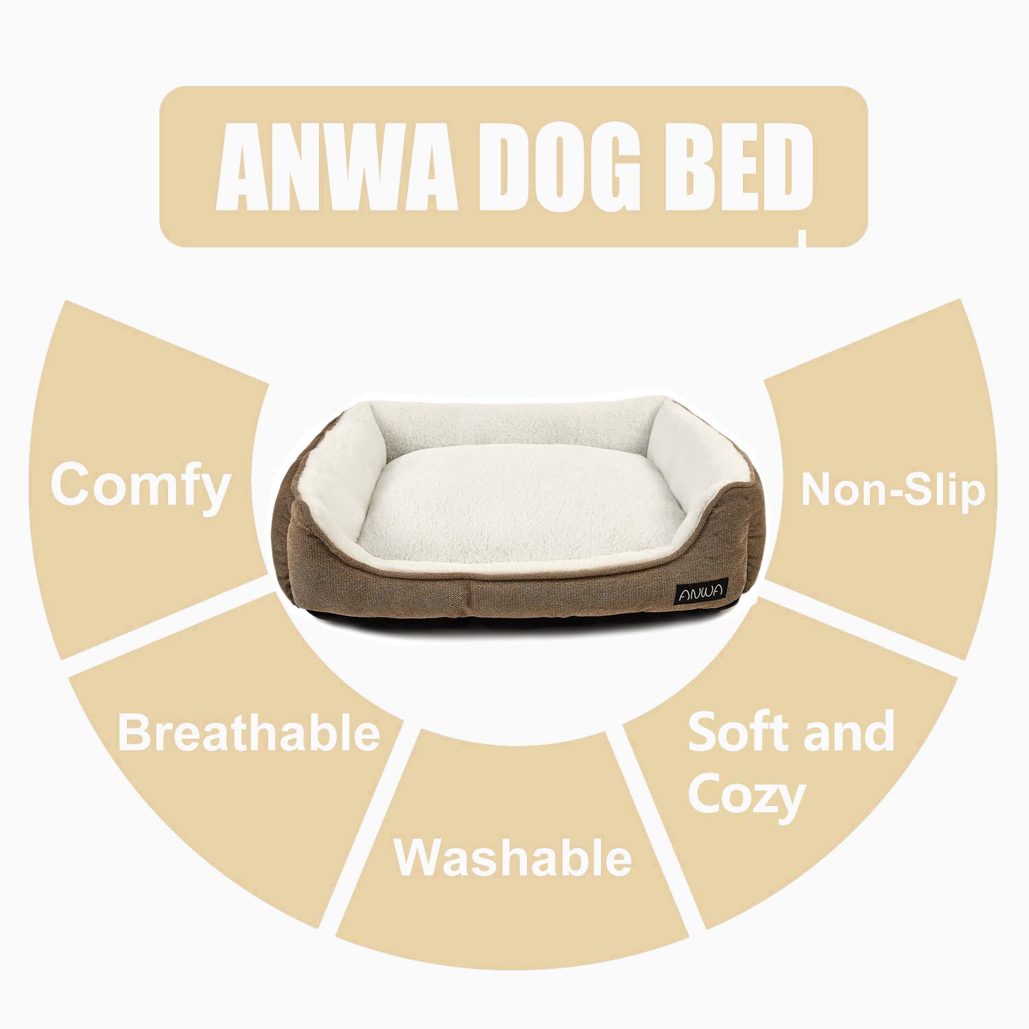 Durable Dog Bed Machine Washable Medium Dog Bed Square, Comfortable Puppy Dog Bed Medium