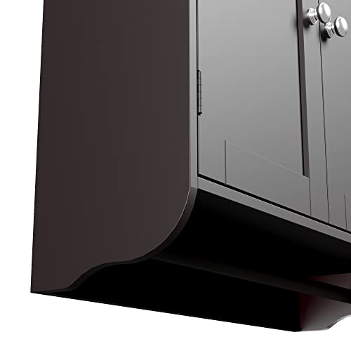 MOIDEI Bathroom Cabinet with Towel Bar, Over The Toilet Storage Cabinet, Black Wall Cabinet with Adjustable Shelf, 23.6"x8.3"x24.4" MDF Medicine Cabinet, 2 Doors Wood Cabinet for Kitchen,Laundry Room