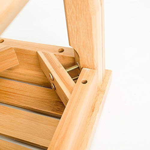 soges Bamboo Shower Bench, Waterproof Shower Stool with Storage Shelf, Wood Bath Organizer Seat, KS-HSJ-04