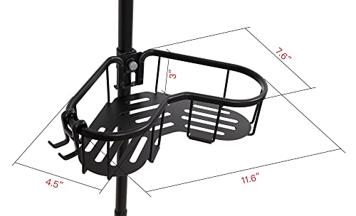 Utopia Alley Flat Shelf Tension Rod Shower Organizer - Rustproof Corner Shower Caddy with 4 Adjustable Shelves - Stand Up Shower Corner Shelf, Bathtub Corner Rack - Matte Black Finish
