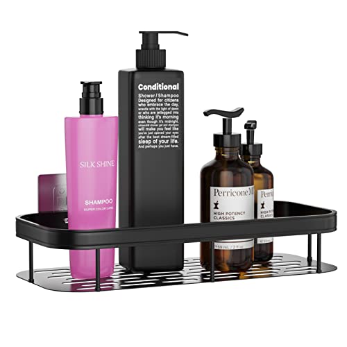 Wall Shower Caddy - Adhesive Shower Racks - Adhesive Bathroom Shelves - Shower Caddies Shelve - Rust-Proof - No Drilling - Simple Minimalistic Design - Black - 2-Pack