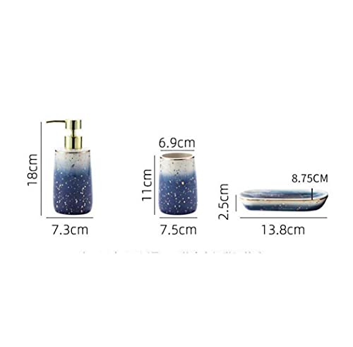 Bathroom Accessories Set,4 Pcs Marble Pattern Bathroom Sets Accessories with Soap Dispenser, Toothbrush Holder, Bathroom Tumbler, Soap Dish for Birthday gift, housewarming gift, Home Decoration (M)