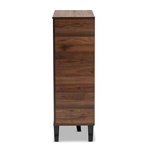 Baxton Studio Shoe Racks, Walnut/Grey/Dark Brown