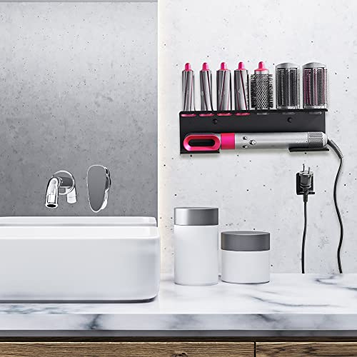 Welltop Storage Holder for Dyson Airwrap Styler Accessories, Wall Mounted Stand with Adhesive, Curling Iron Accessories Storage Shelf Fits for Bathroom Bedroom Hair Salon Barbershop