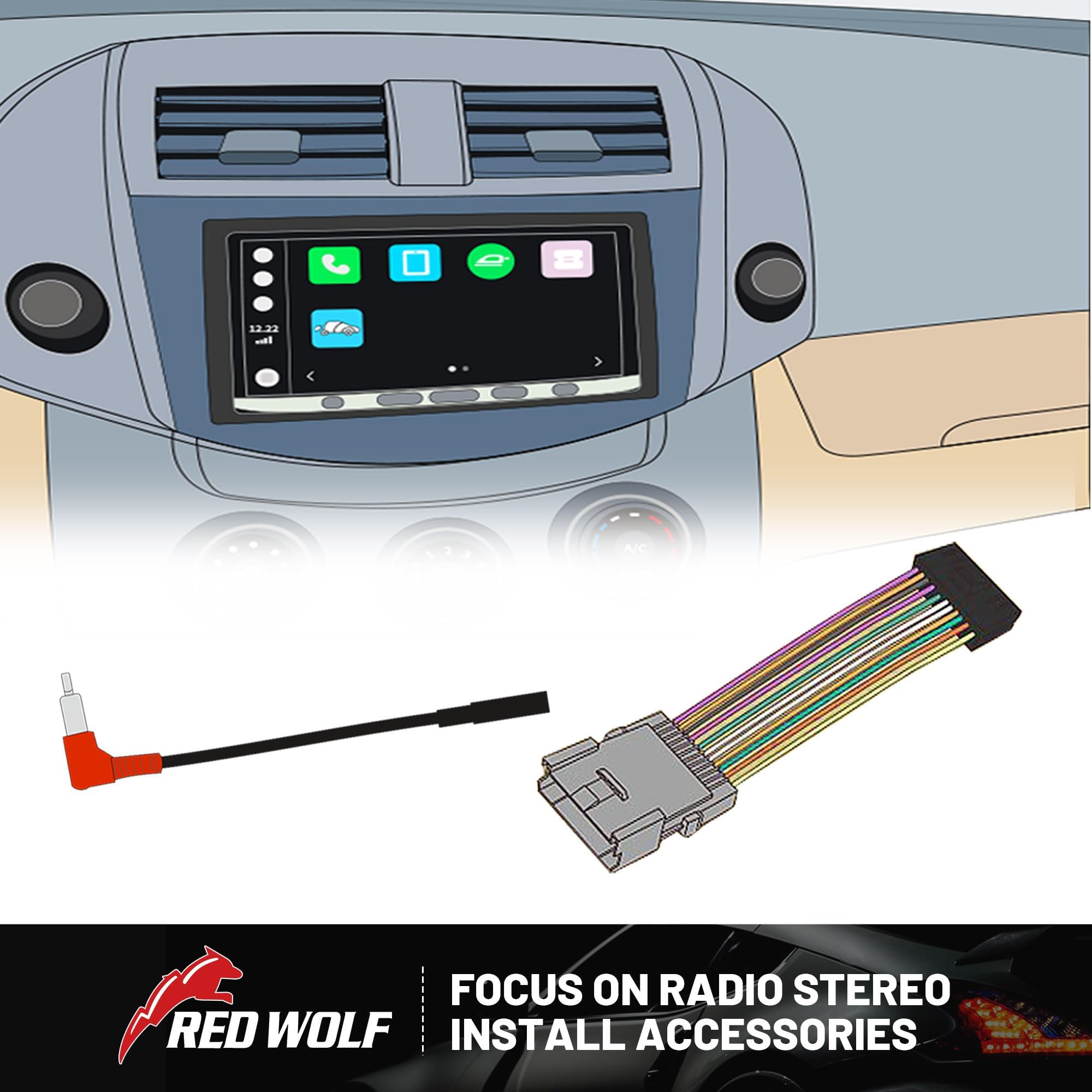 RED WOLF Stereo Wiring Harness Fit for 2002-2008 GMC Envoy Sierra Chevy Silverado Impala Aftermarket Stereo Radio Wire Cable Connector Adapter