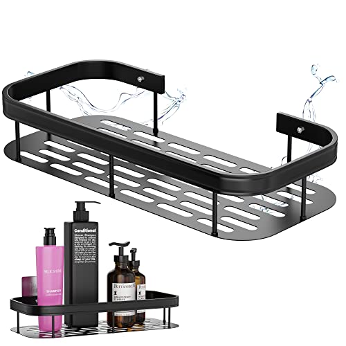Wall Shower Caddy - Adhesive Shower Racks - Adhesive Bathroom Shelves - Shower Caddies Shelve - Rust-Proof - No Drilling - Simple Minimalistic Design - Black - 2-Pack