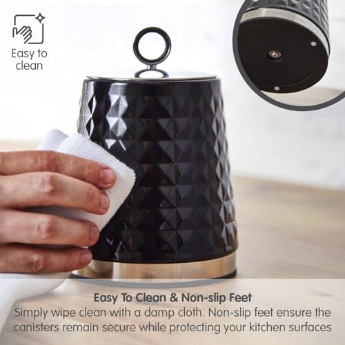 Morphy Richards 978053 Dimensions Set of 3 Round Kitchen Storage Canisters, Black