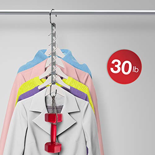 KJfamily Space Saving Hangers Metal Hanger Magic Cascading Hanger Closet Clothes Organizer Multifunctional Clothes Hangers Stainless Steel 6X2 Slots (20)
