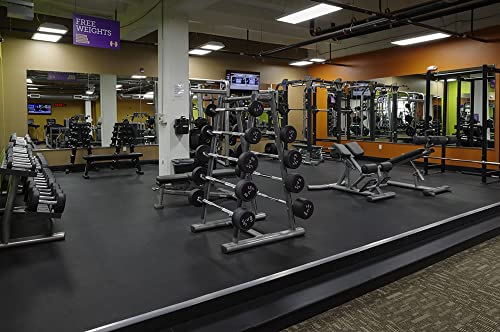 American Floor Mats 3/8in (9mm) Thick Solid Black 4' x 8' Heavy Duty Rubber Rolls, Protective Exercise Mats, Home Gym Rubber Flooring