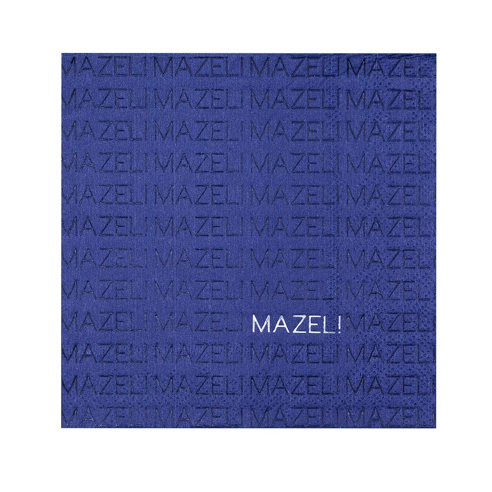 Jollity and Co Party Supplies | Navy Mazel Cocktail Napkins | Perfect For Bar or Bat Mitzvah, Wedding, Baby Shower, and Jewish Holidays | Paper, 20 Pack