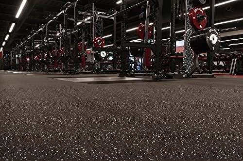American Floor Mats 3/8in (9mm) Thick Solid Black 4' x 8' Heavy Duty Rubber Rolls, Protective Exercise Mats, Home Gym Rubber Flooring