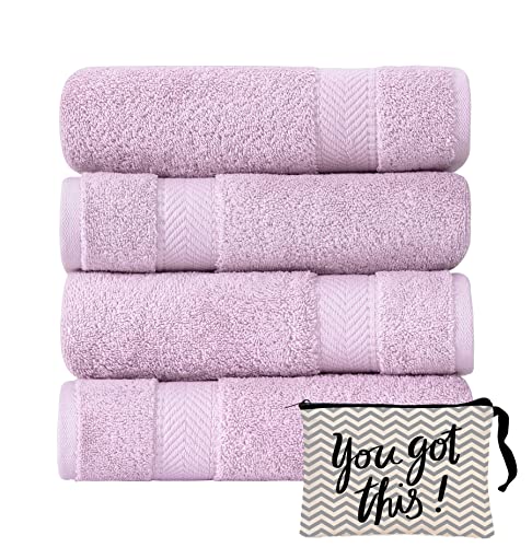 TEXTILOM Turkish Hand Towels for Bathroom – Hotel and Spa Quality & Soft & Absorbent & Quick Dry Bathroom Hand Towels – 100% Cotton Turkish Hand Towel Set of 4 (16 x 28 inches)- Lavender